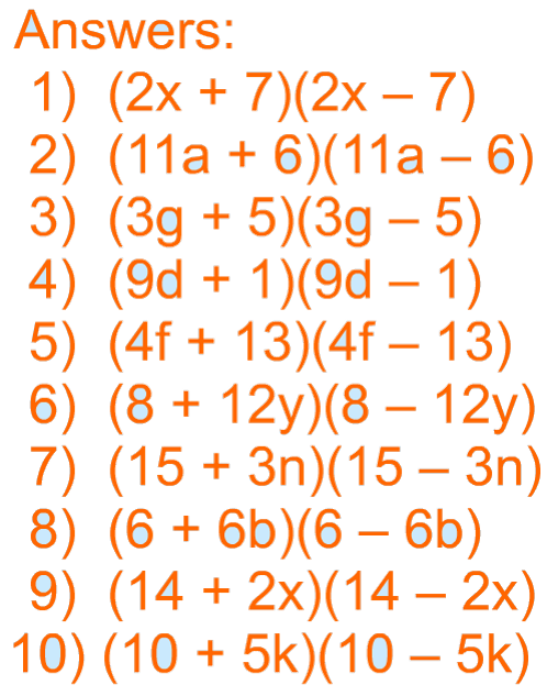 Difference of two Squares