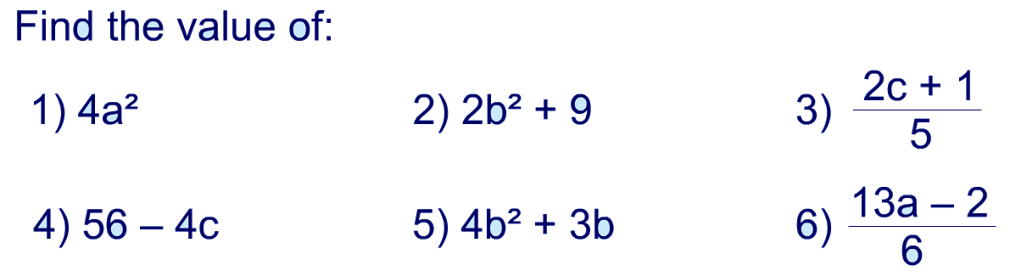 Substituting into Expressions